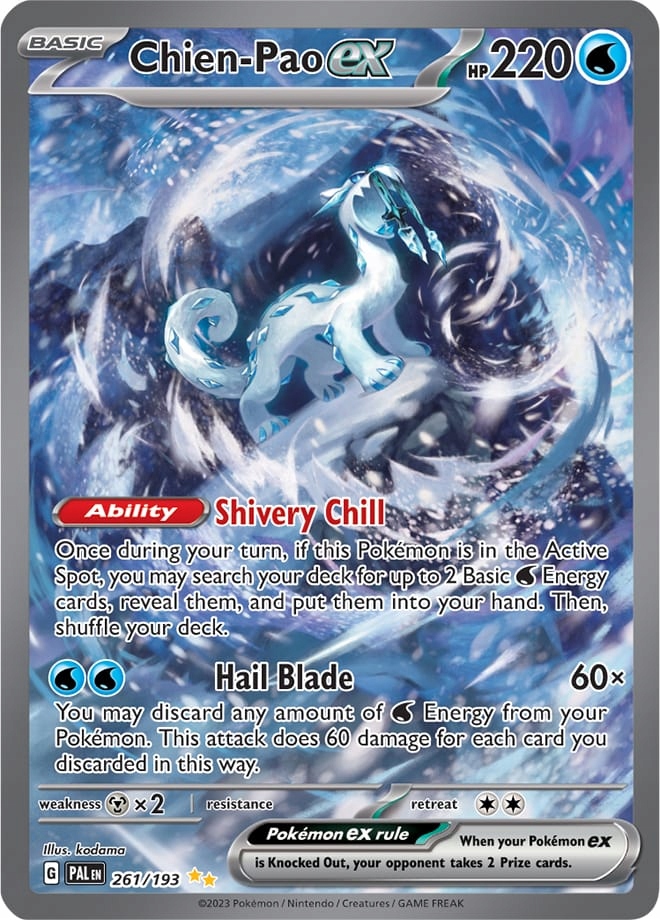 Oryginalna Karta Pokemon Paldea Evolved - Chien-Pao ex (PAL 261) - Stan: Nowy 249.50PLN - Sklepy ...