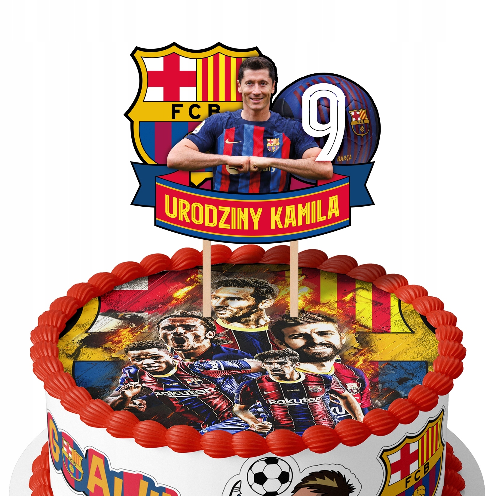 Topper Urodzinowy na tort FC BARCELONA + Imię Wiek • Cena, Opinie ...