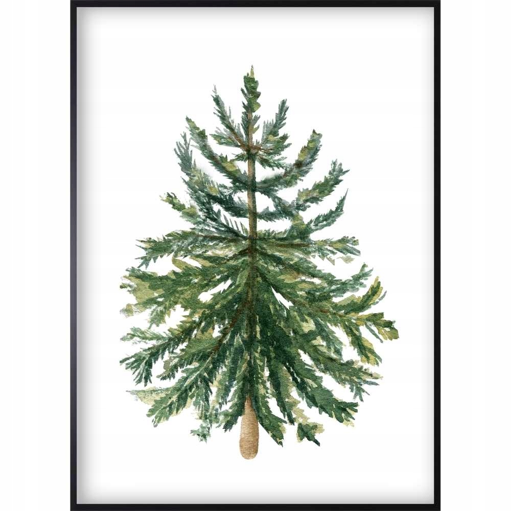 PLAKAT 21x30 A4 OBRAZ ŚWIĄTECZNY ŚWIĘTA DRZEWKO CHOINKOWE ŚWIERK ...