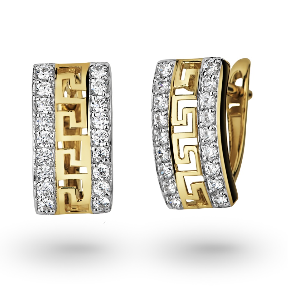 ZŁOTE KOLCZYKI Z CYRKONIAMI GRECKI WZÓR VERSACE 8K PR.333 LUKSUS • Cena ...