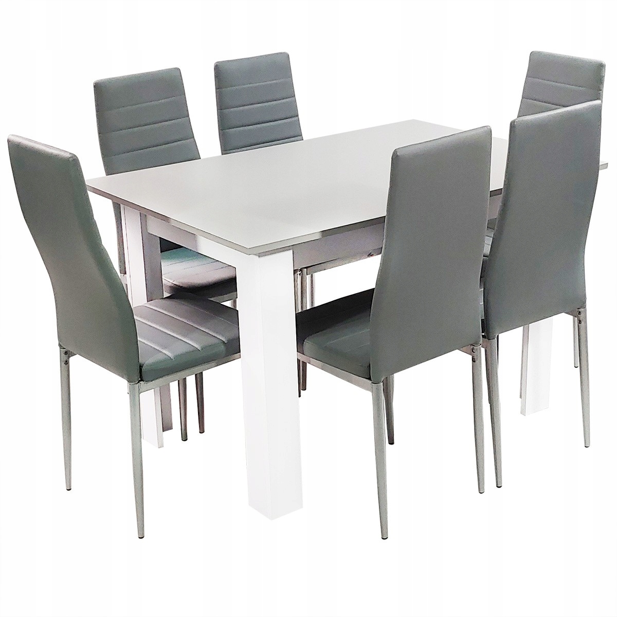 Zestaw stół Modern 120 GW 6 szarych krzeseł Nicea tapicerowanych ...