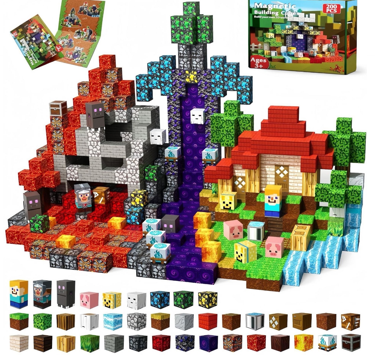 KLOCKI MAGNETYCZNE MINECRAFT PIXEL WORLD – GIGANTYCZNY ZESTAW XXL 300 ...