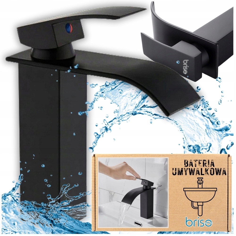 UMYVADLOVÁ STOJÁNKOVÁ BATERIE VODOPÁD KASKÁDA ČERNÁ MATNÁ KOUPELNOVÁ BATERIE za 753 Kč - Allegro