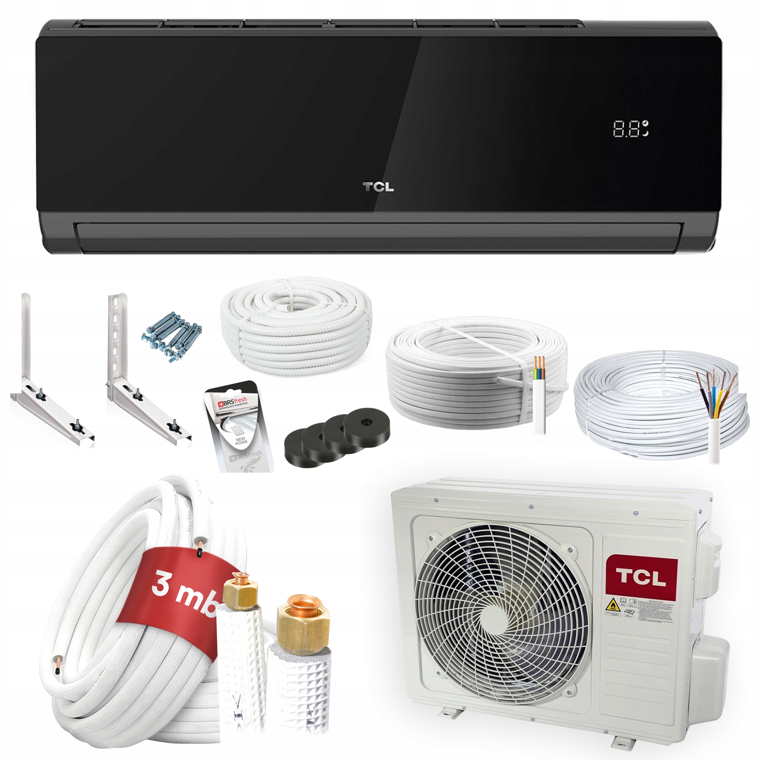 Klimatyzator ścienny TCL Elite Czarny 3,5kW WiFi Klimatyzacja Zestaw ...