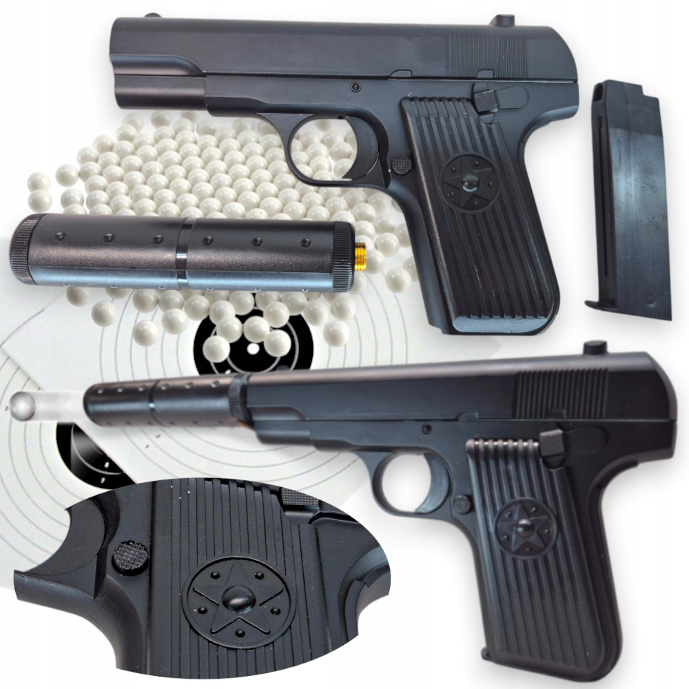 TOKAREV TT REPLIKA BRUNI ASG FÉM PISZTOLY GOLYÓSKÉSZLETTEL ...