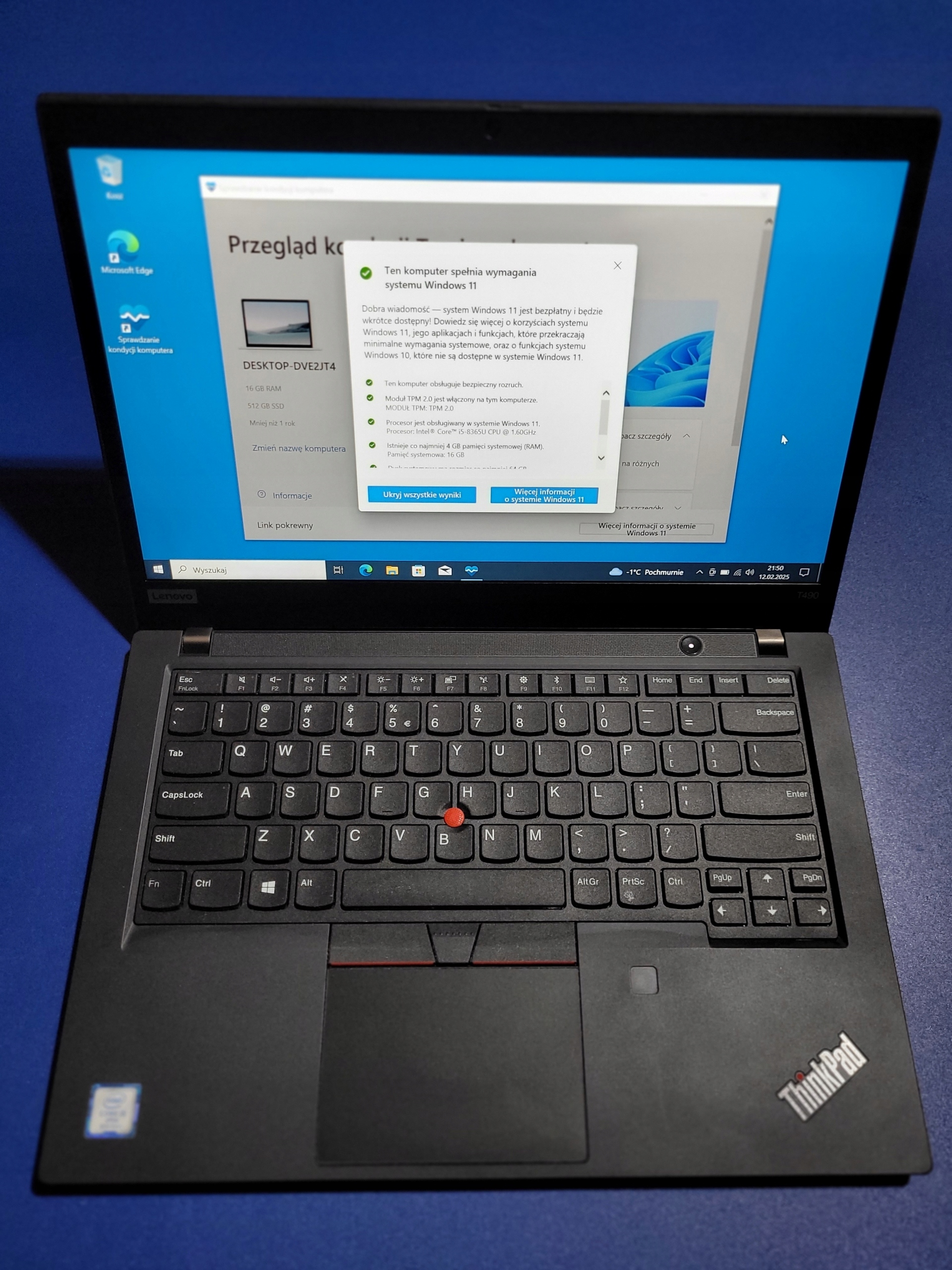Laptop LENOVO THINKPAD T490 i5-8365u 16GB / 512GB / 14"FullHD__ZOBACZ ...
