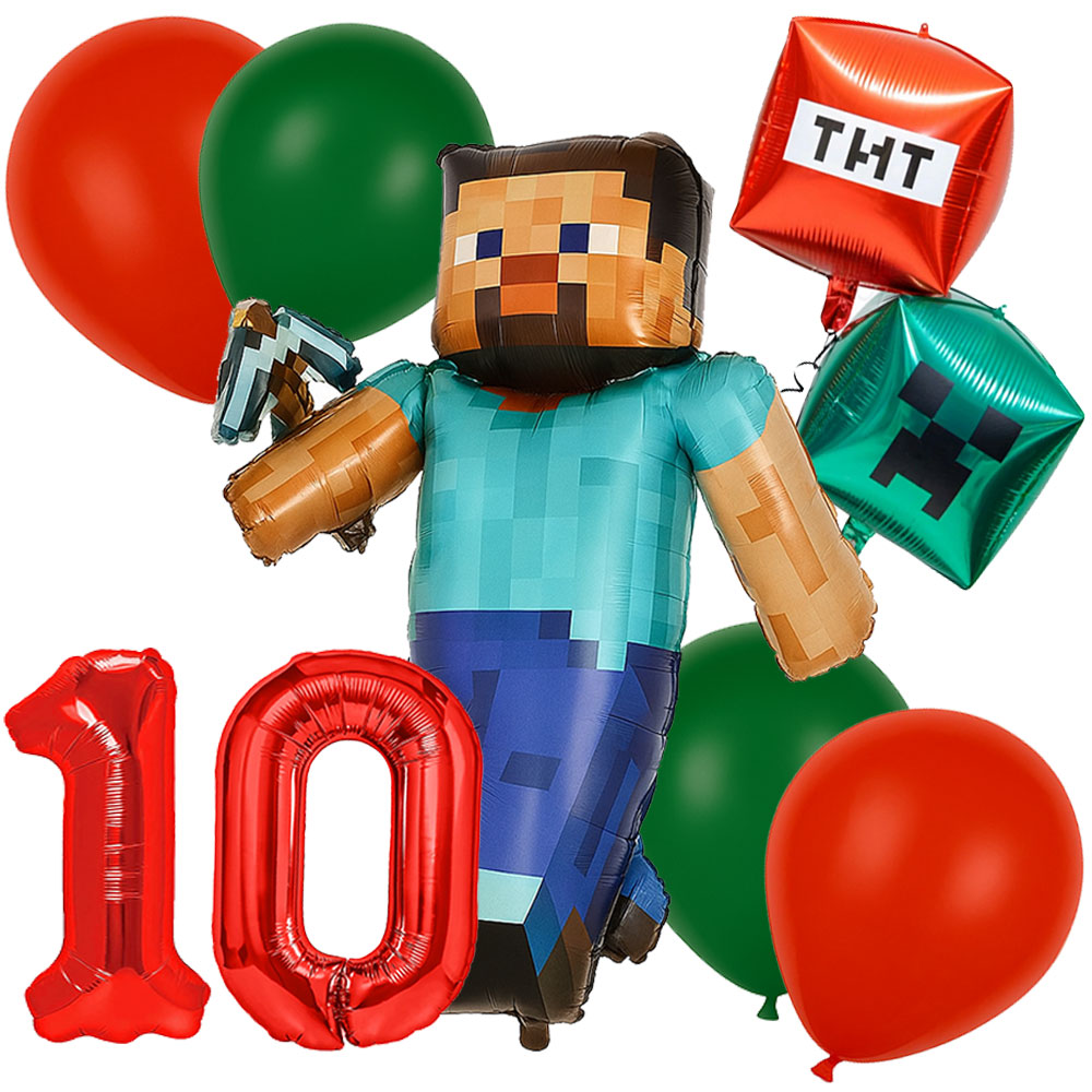 MINECRAFT DEKORÁCIÓ LUFI SZETT 10. SZÜLETÉSNAPRA EMBERKE TNT CREEPER ...