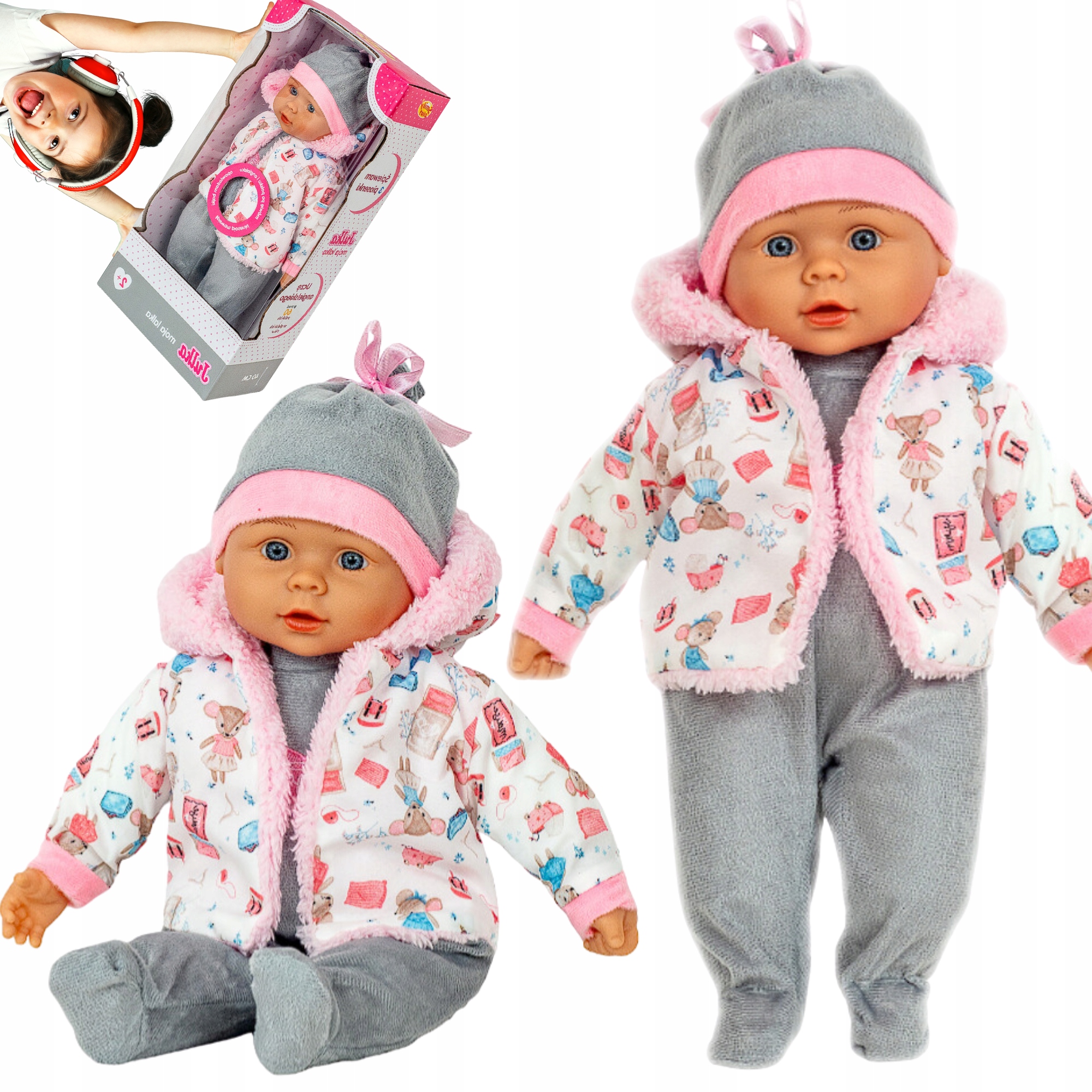 LALKA BOBAS INTERAKTYWNA 40CM ŚPIEWA MÓWI PO POLSKU I ANGIELSKU BAJKI ...