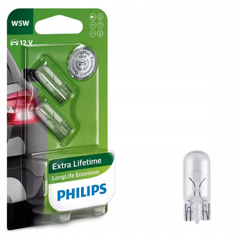 ŻARÓWKA PHILIPS W5W 12V 5W LONGLIFE 2szt 8727900382044 za 8.99PLN z ...
