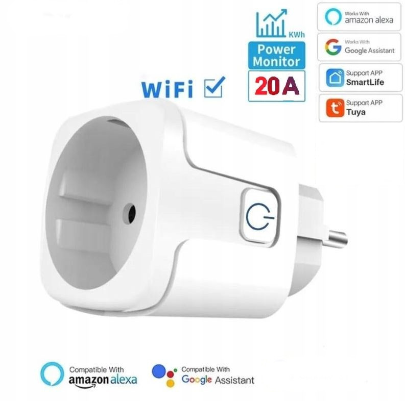 Inteligentne Gniazdo Wifi Smart Wtyczka Watomierz 20A TUYA SMARTLIFE 4600W (5904165174871 ...