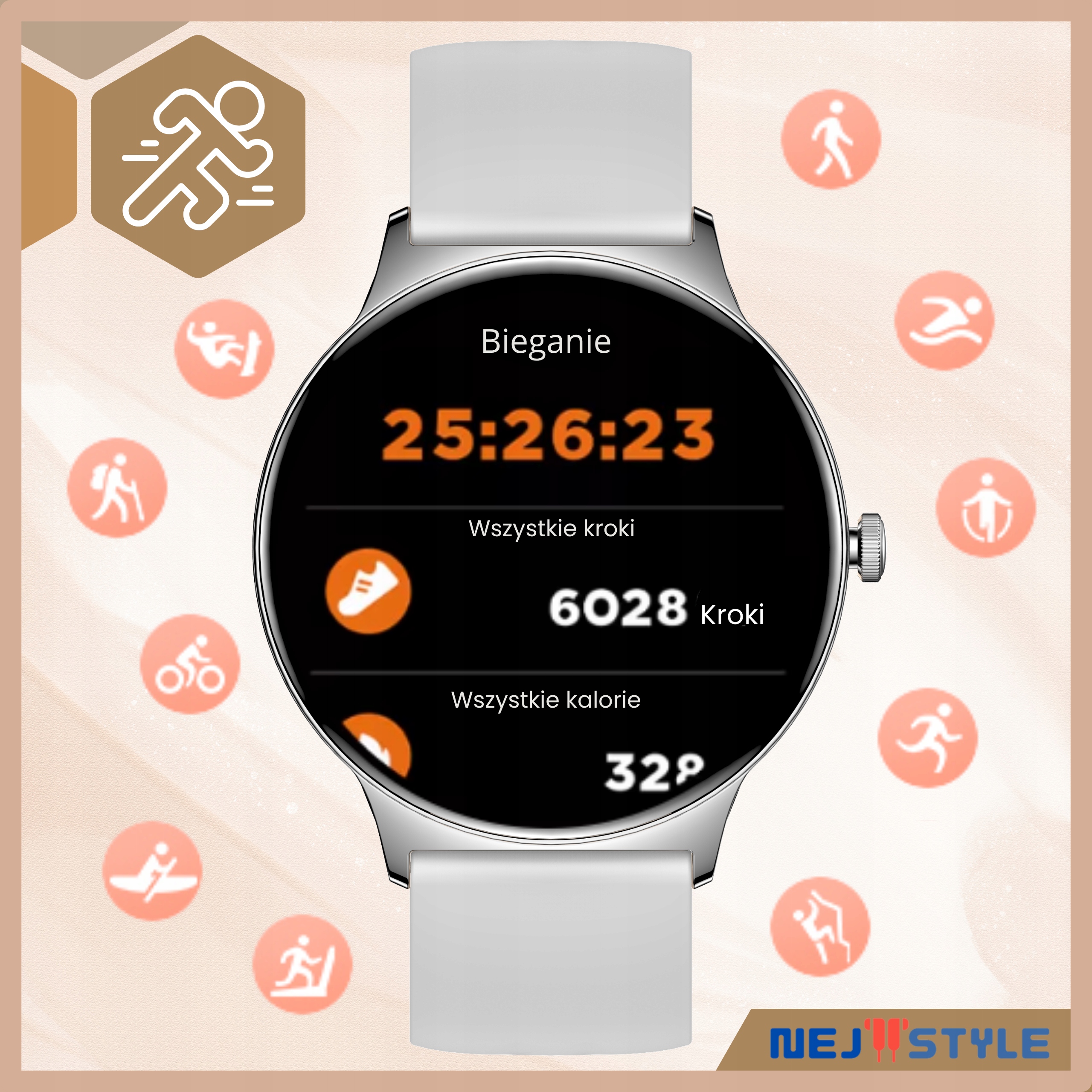 SMARTWATCH DAMSKI ZEGAREK ROZMOWY POWIADOMIENIA SPORT POLSKIE MENU PASKI - NejtStyle | Sklep ...