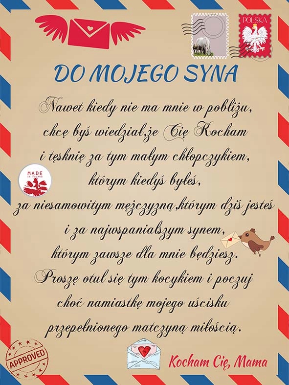 KOC LIST DLA SYNA OD MAMY 200X150 Polska Produkcja (8697293721044 ...