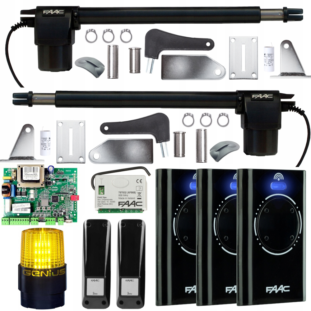 FAAC 414 LONG - Napęd Siłownik Zestaw do bramy skrzydłowej do 10m pilot LED (8055195016543 ...
