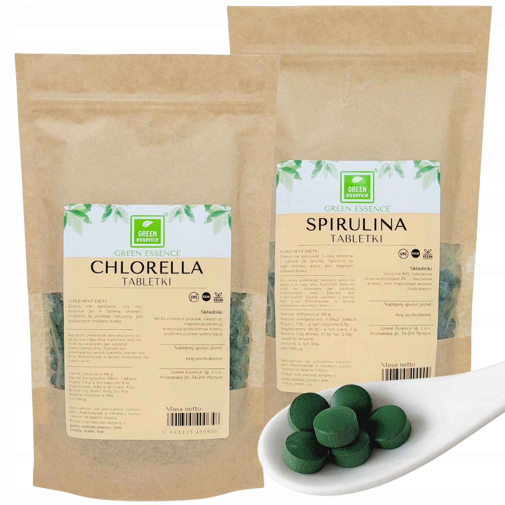 SPIRULINA TABLETKI 250mg 1000 sztuk tabletek algi naturalne białko roślinne (5902315400900 ...