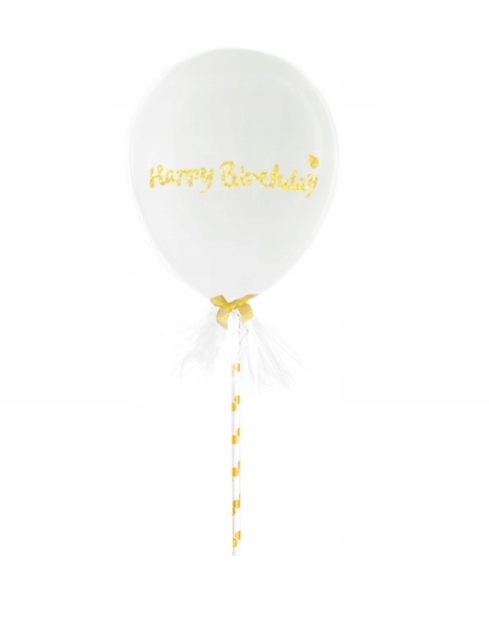 Topper Balon Biały Happy Birthday toper na TORT • Cena, Opinie - Allegro
