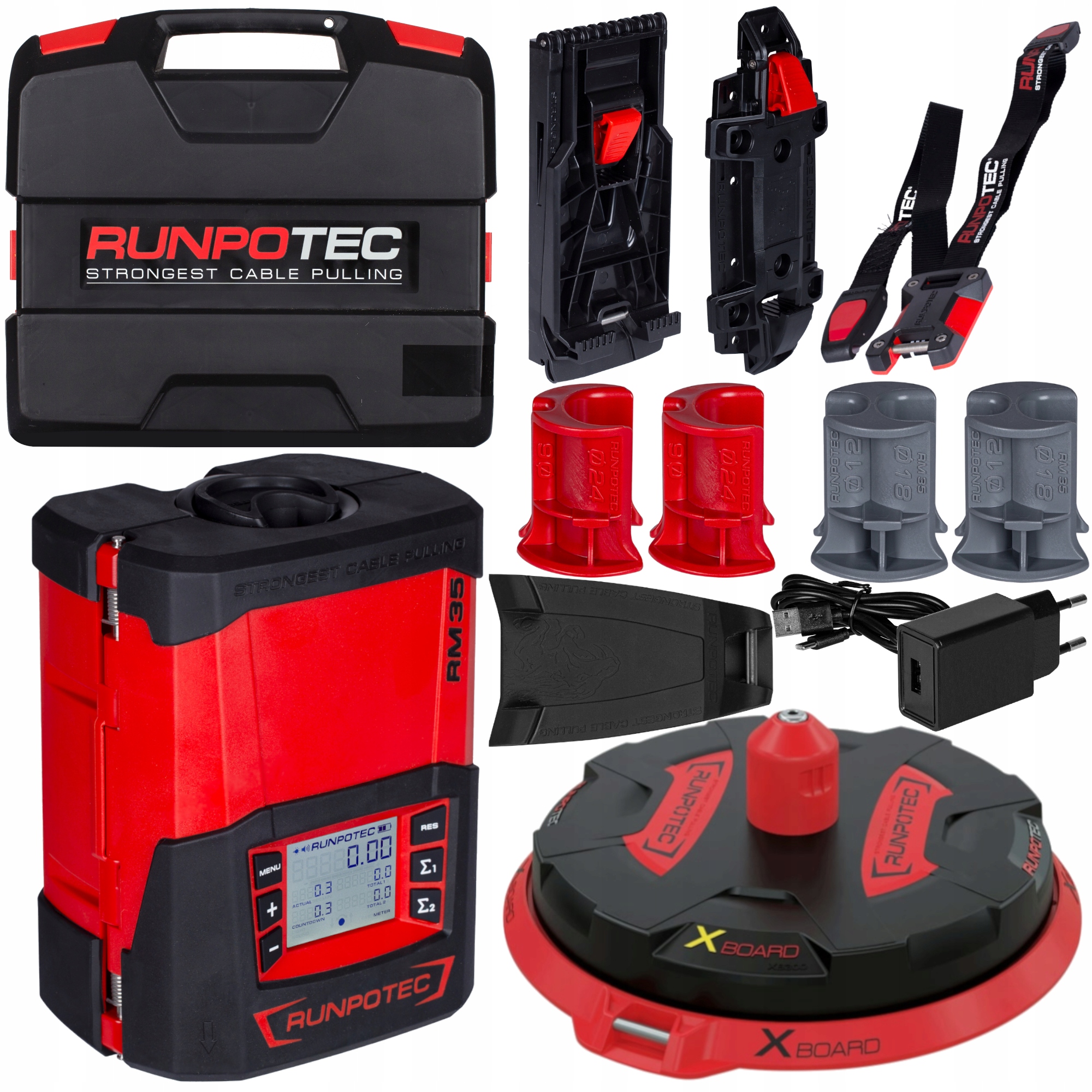 Rozwijak bębnowy do kabli XB300 + miernik długości RM35 Runpotec ...