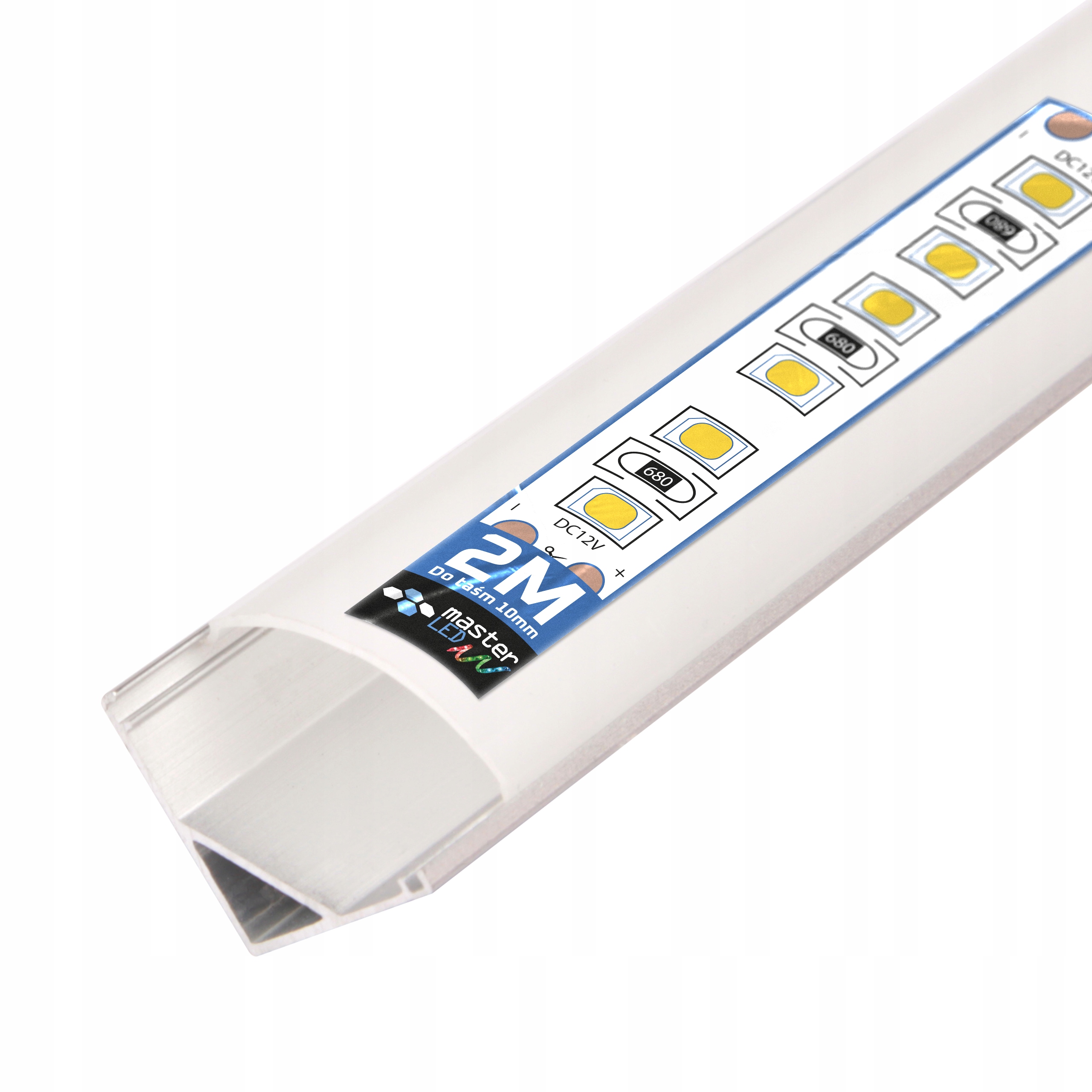 Profil LED narożny do TAŚMY LED Z KLOSZEM 2m aluminiowy kątowy ...