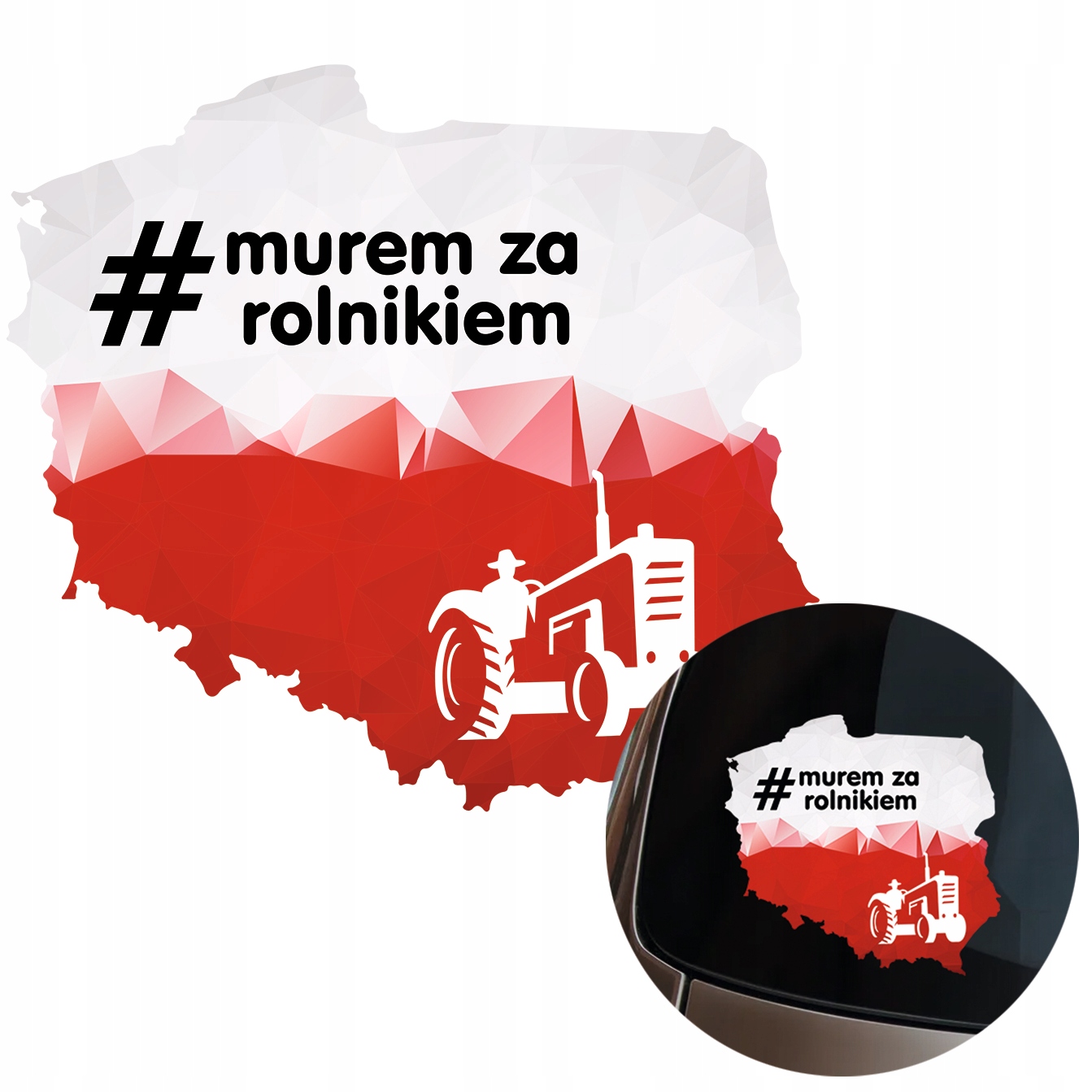 NAKLEJKA Grafika na samochód auto #MUREM ZA ROLNIKIEM Mapa Polski ... NAKLEJKA Grafika na samochód auto #MUREM ZA ROLNIKIEM Mapa Polski ...