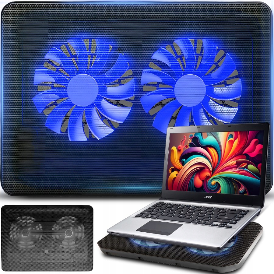 STOJÁNEK VELKÁ CHLADICÍ PODLOŽKA POD NOTEBOOK 12-15,4" TICHÝ 11dB za ...