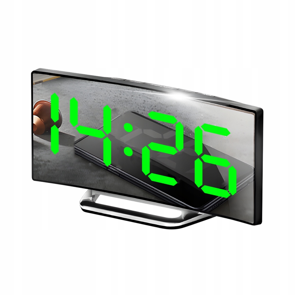 ZEGAR BUDZIK NOWOCZESNY CYFROWY ELEKTRONICZNY LED TERMOMETR LUSTRZANY ALARM - Virralo | Sklep ...