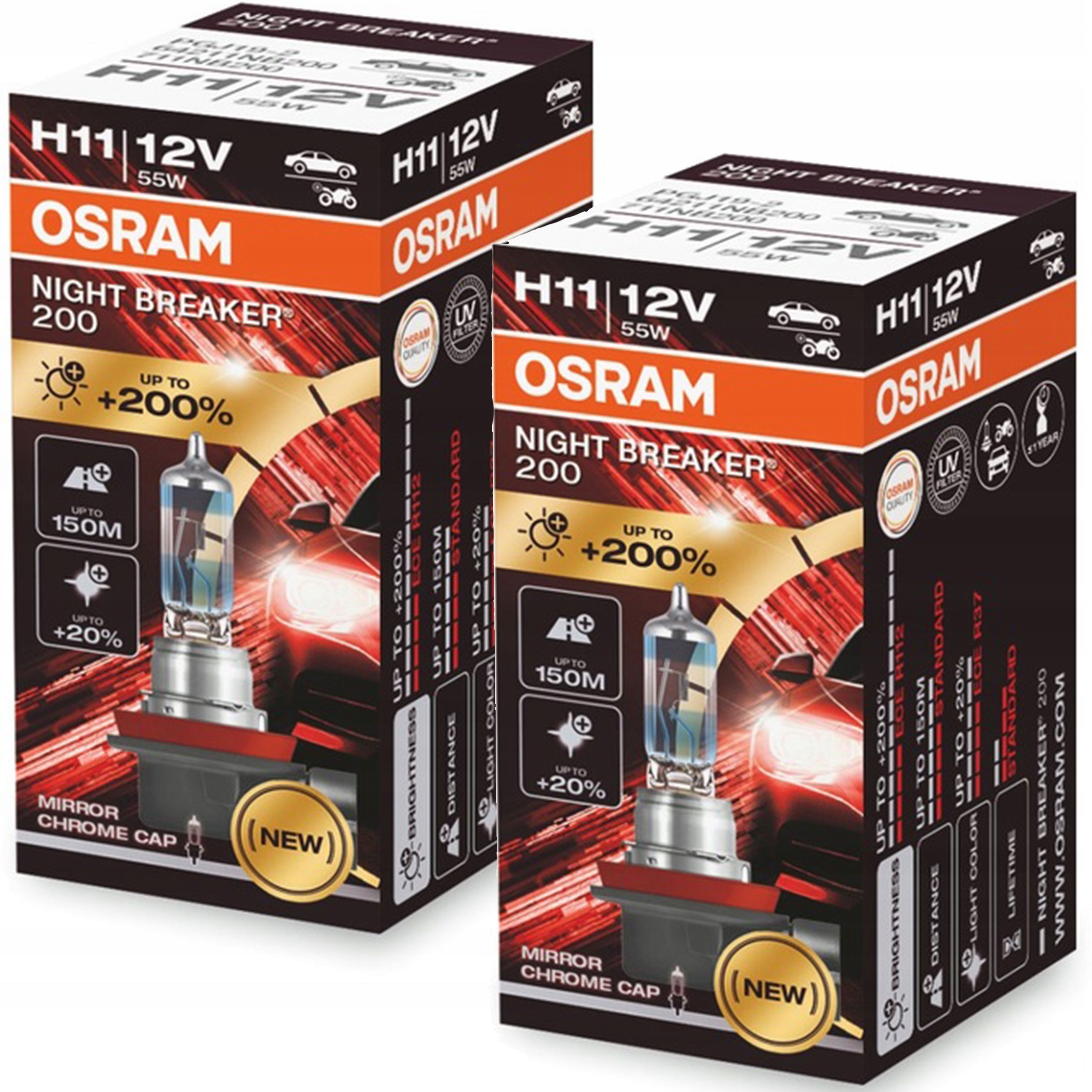 OSRAM Żarówki H11 Night Breaker Laser +200% +150m 64211NB200-HCB za 143 ...
