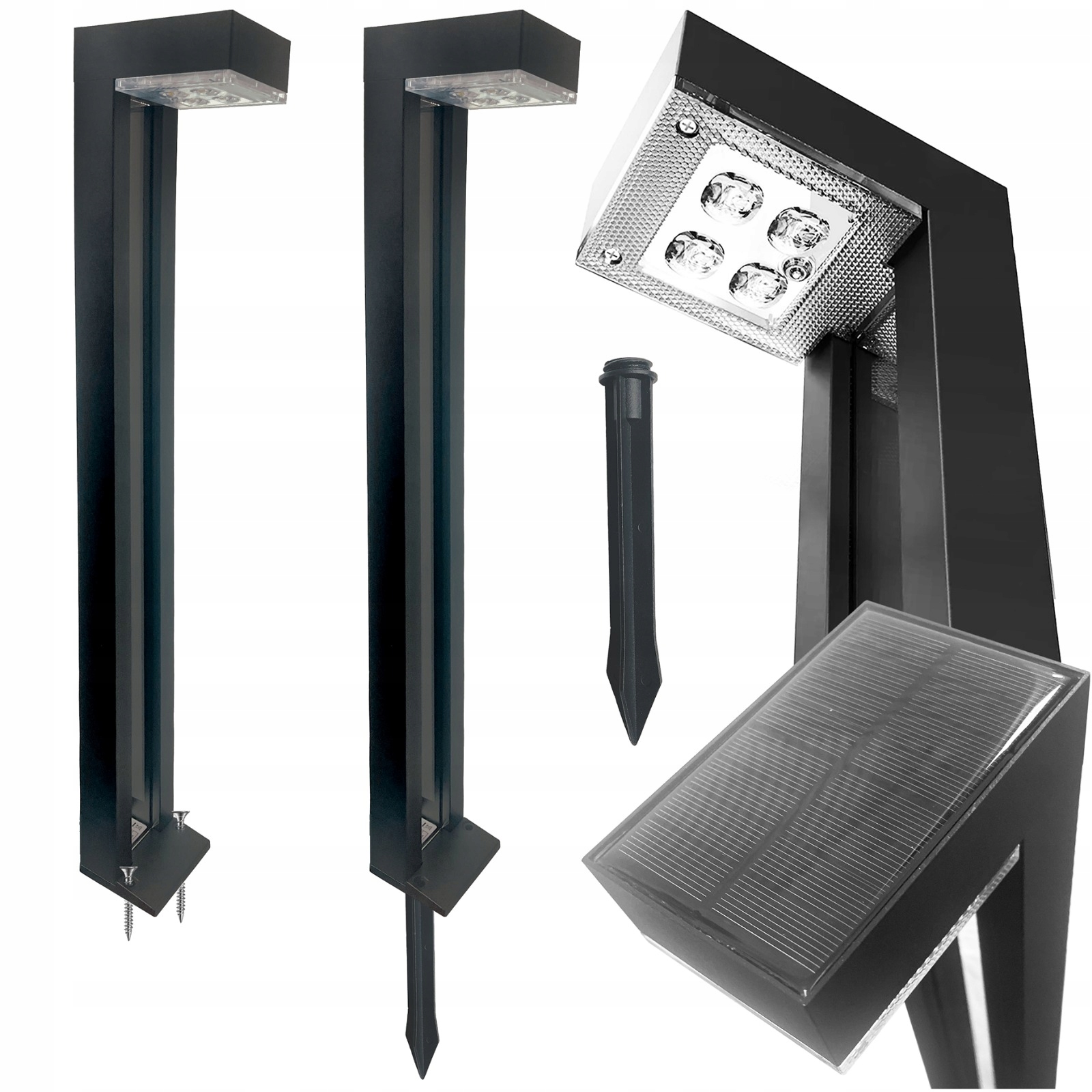 LAMPA LED SOLARNA OGRODOWA 53CM ZEWNĘTRZNA STOJĄCA SŁUPEK WBIJANY 2 ...