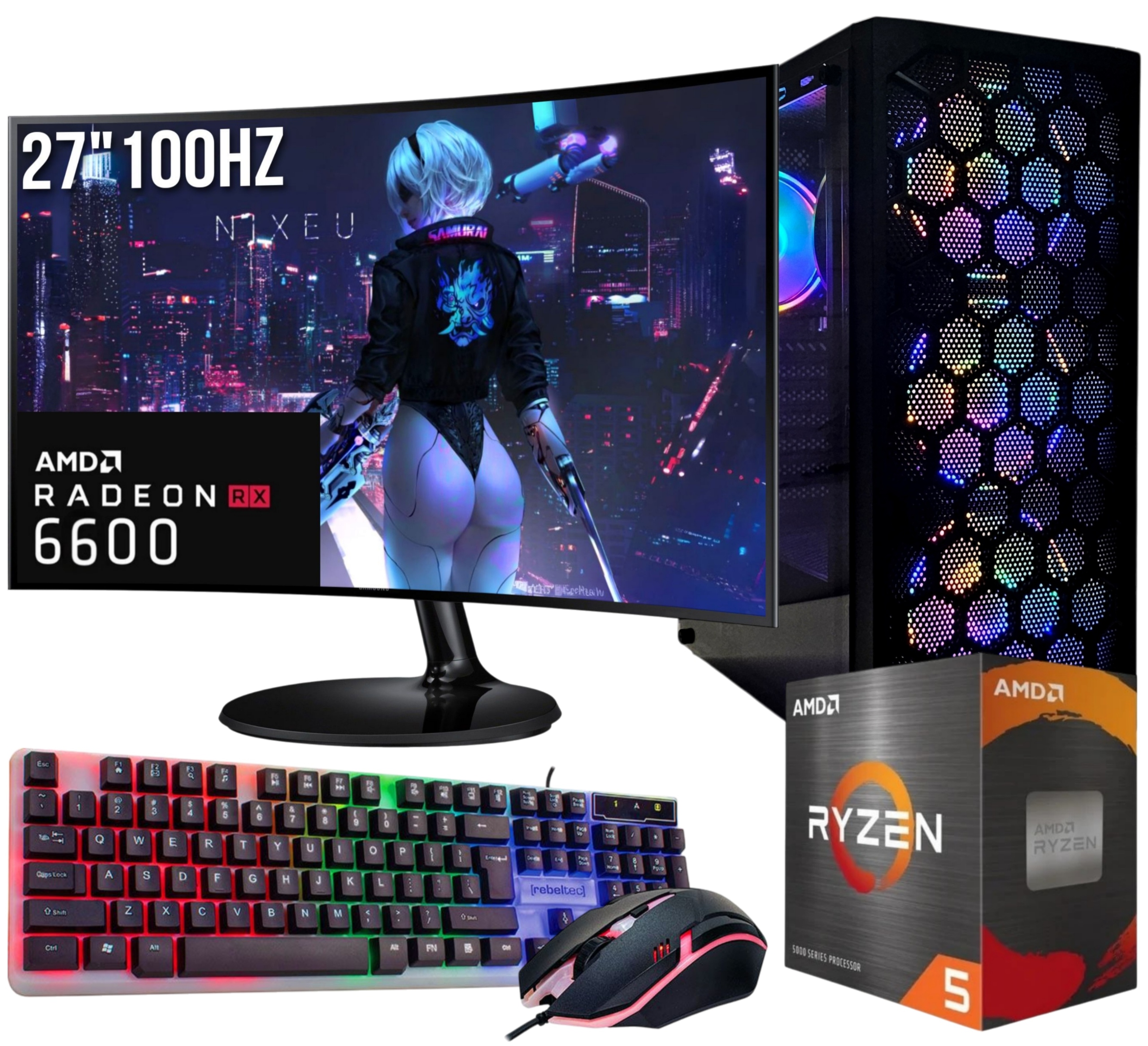 HERNÍ POČÍTAČOVÝ SET 27"100Hz Ryzen 5 3600 64GB DDR4 RX 6600 8GB za ...
