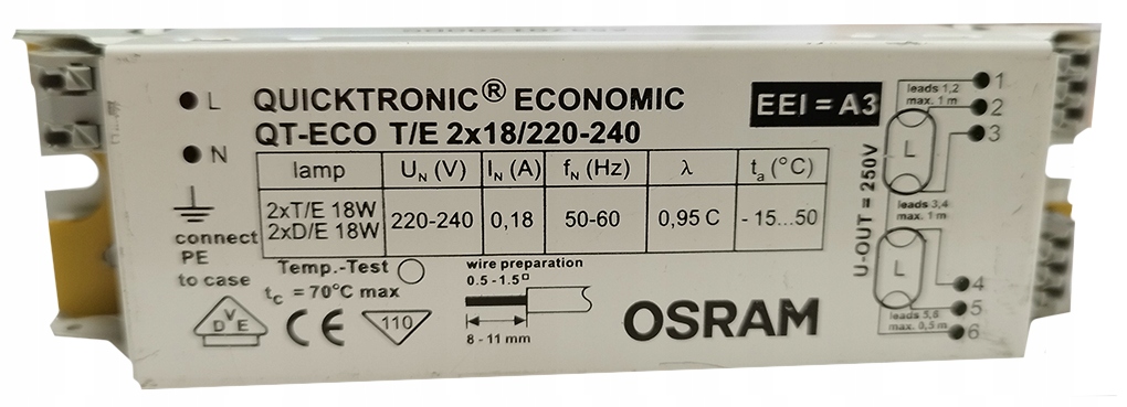 STATECZNIK QUICKTRONIC QT-ECO T/E 2x18/220-240 (4050300803982) • Cena ...