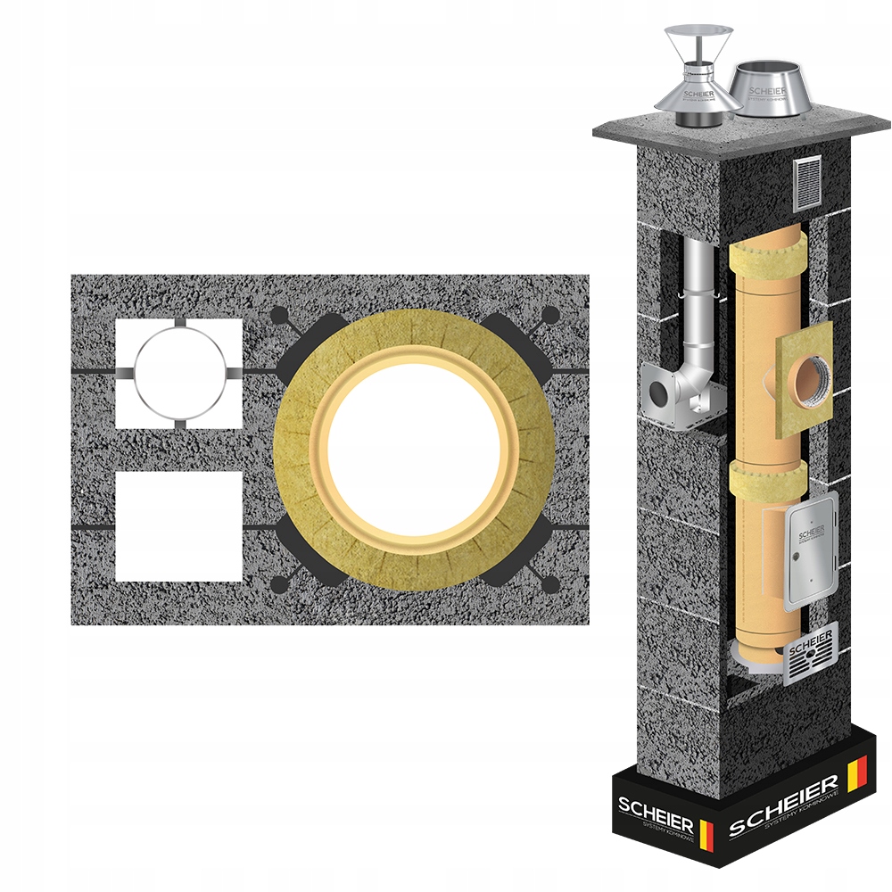 System kominowy komin systemowy DUO 200 + 80 10m (KOMIN-SCHEIER-DUO-200 ...