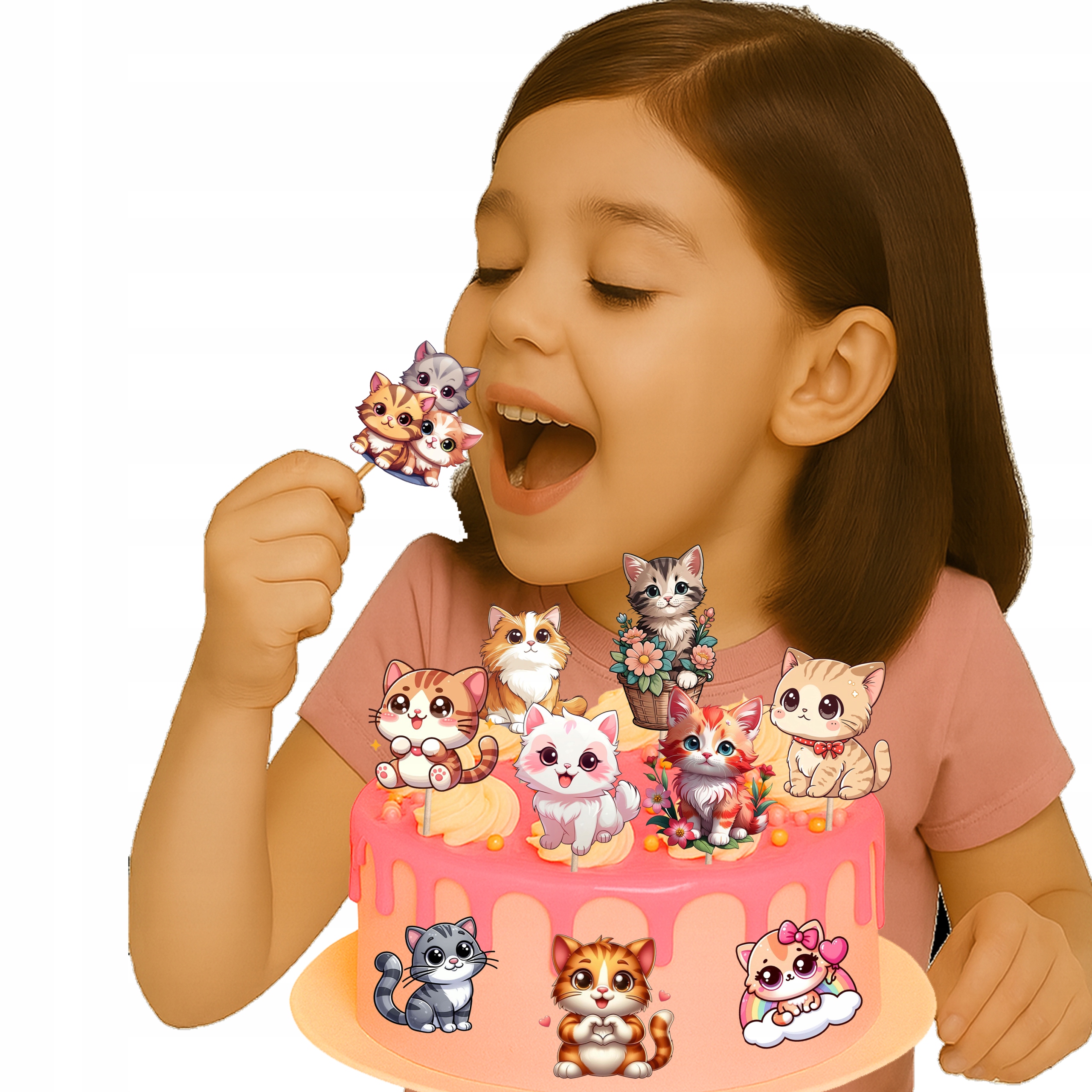 ÉLELMISZER DÍSZEK KIVÁGOTT MACSKA ALAKOK CUKI MACSKÁK TORTÁRA 10 db, • Ár, Vélemények - Allegro