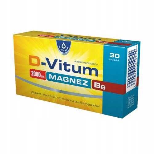 D-Vitum 2000 j.m. Magnez B6, 30 kapsułek (5904960019254) • Cena, Opinie ...