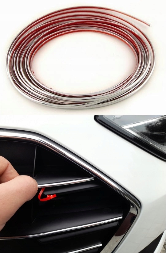 LISTWA CHROM 4mm 8m CHROMOWANTA TAŚMA OZDOBNA SAMOCHODOWA TUNINGOWA NA AUTO 5904067499492 za 28 ...