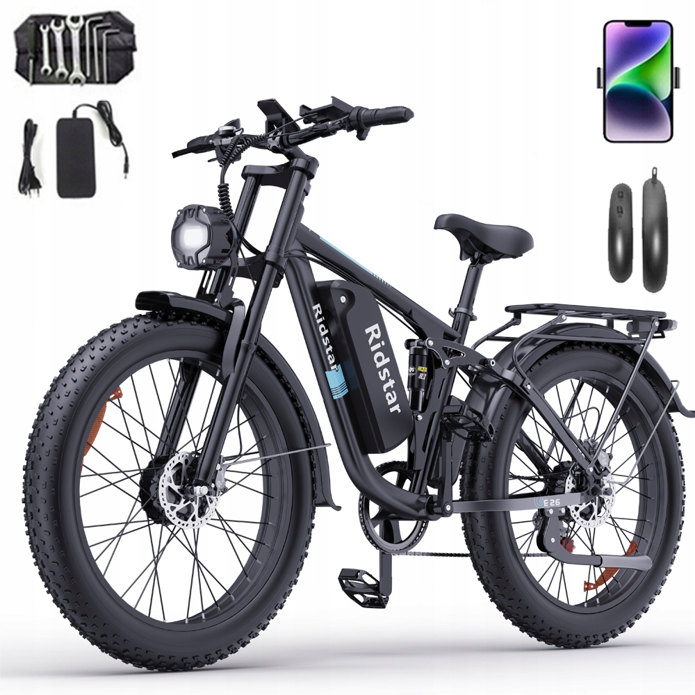 Rower Elektryczny Ridstar E26 Pro 2000W, Koła 26", Bateria 23Ah ...