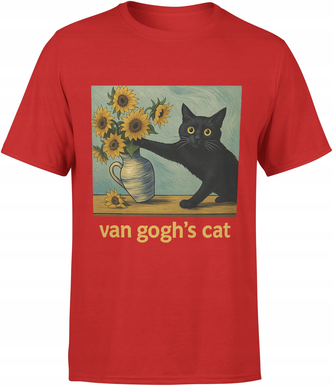 VINCENT VAN GOGH NAPRAFORGÓS PÓLÓ MACSKÁVAL - VICCES, VIRÁGOS MINTA ...