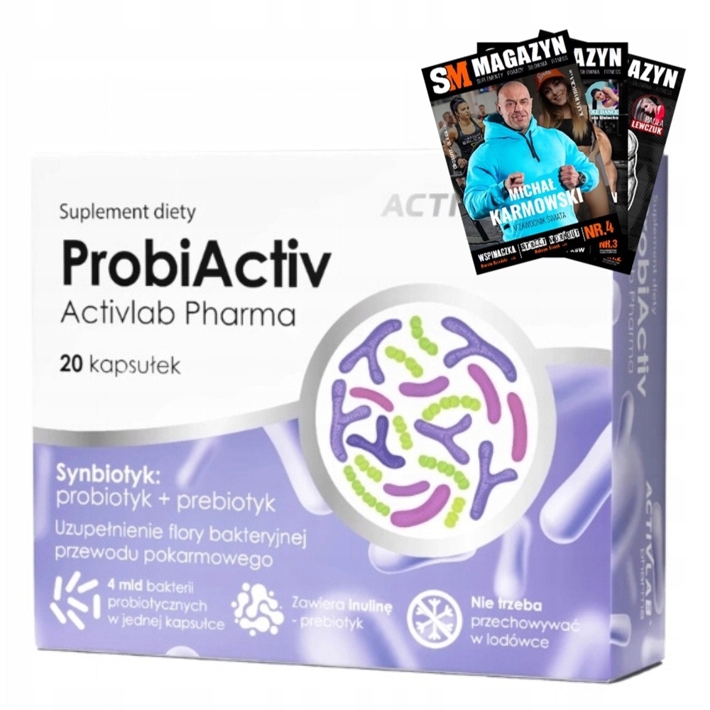 ProbiActiv Synbiotyk 20 kapsułek Flora Bakteryjna Probiotyk Prebiotyk ...
