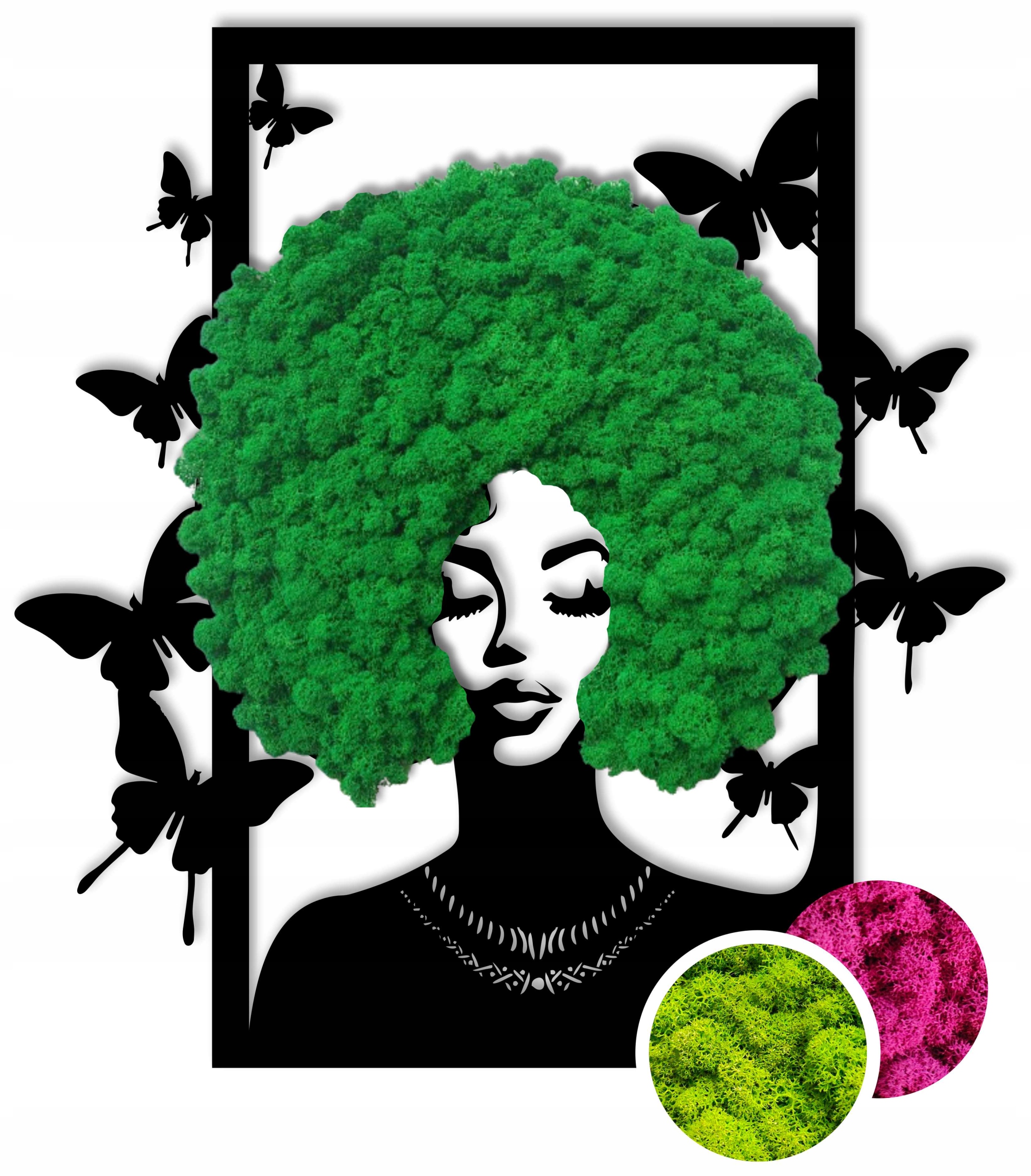 Dekoracja z mchem chrobotkiem mech chrobotek 70cm KOBIETA afro z mchu ...