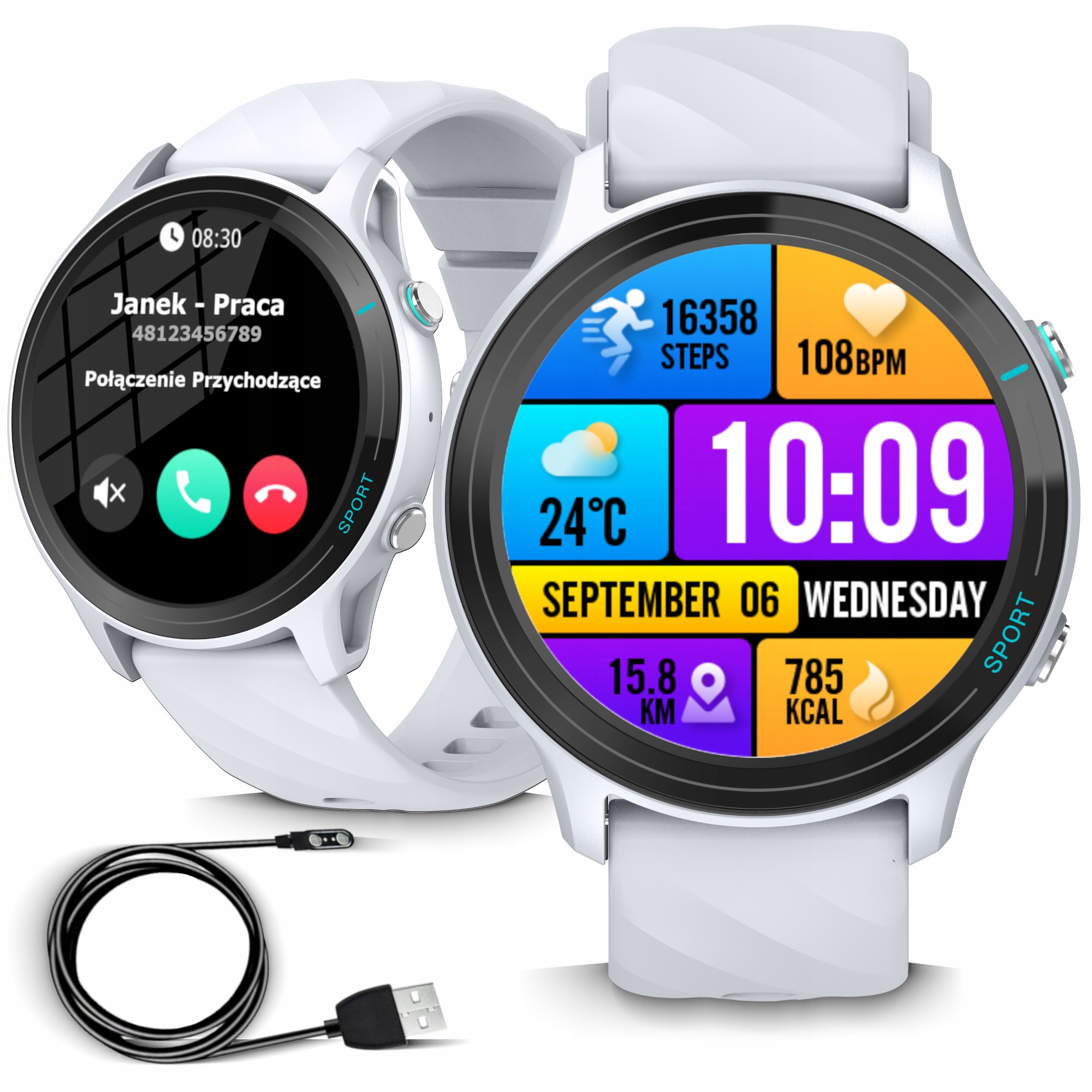 Smartwatch IP 68 Monitor zdrowia Bluetooth, Wodoodporny Menu PL ...