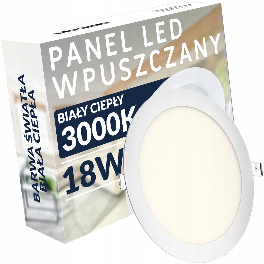 PLAFON PANEL LED LAMPA SUFITOWA WPUSZCZANA OKRĄGŁA PODTYNKOWA 18W ...