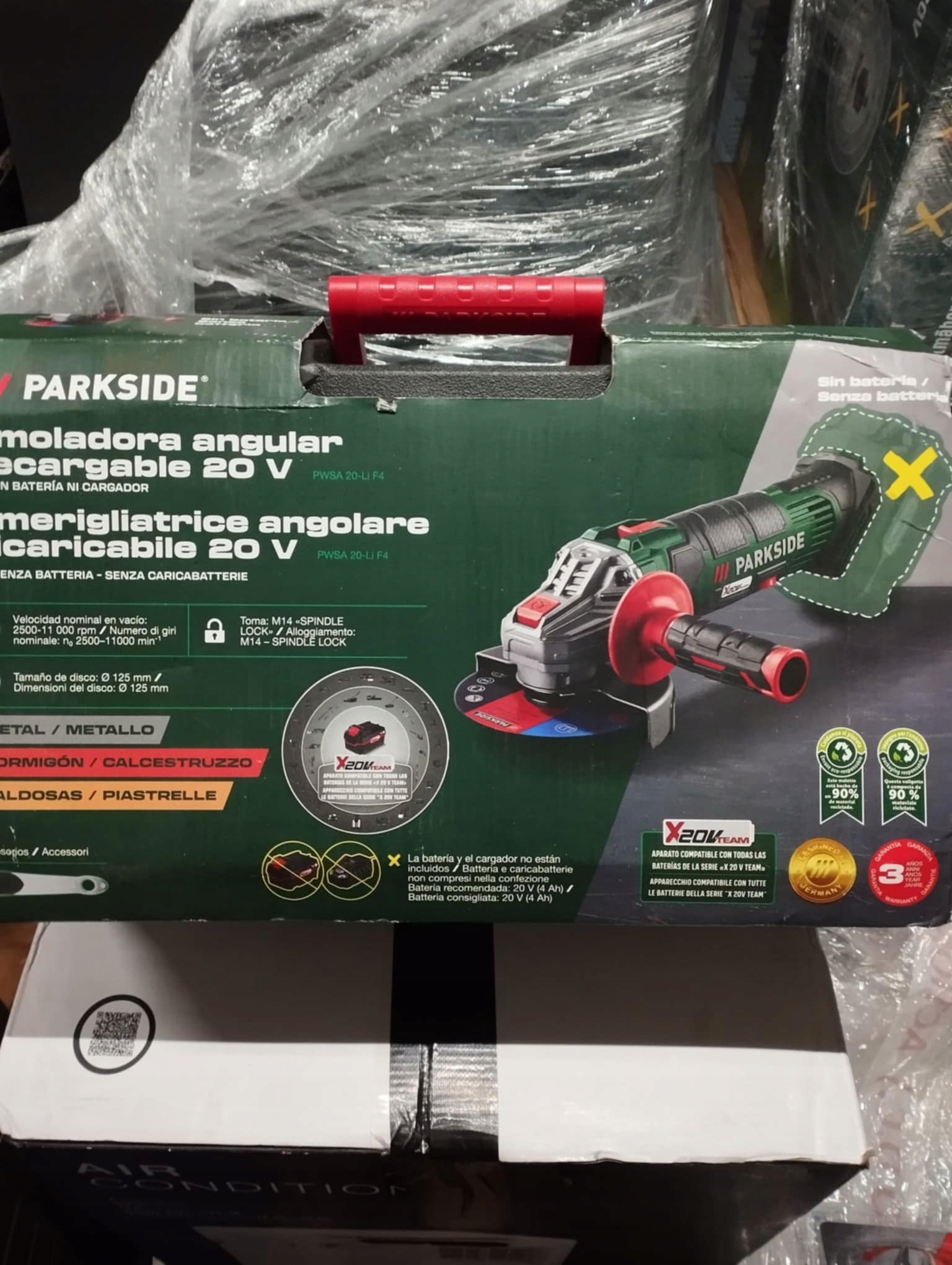 PARKSIDE SZLIFIERKA KĄTOWA AKUMULATOROWA 20V PWSA 20-Li F4 ...