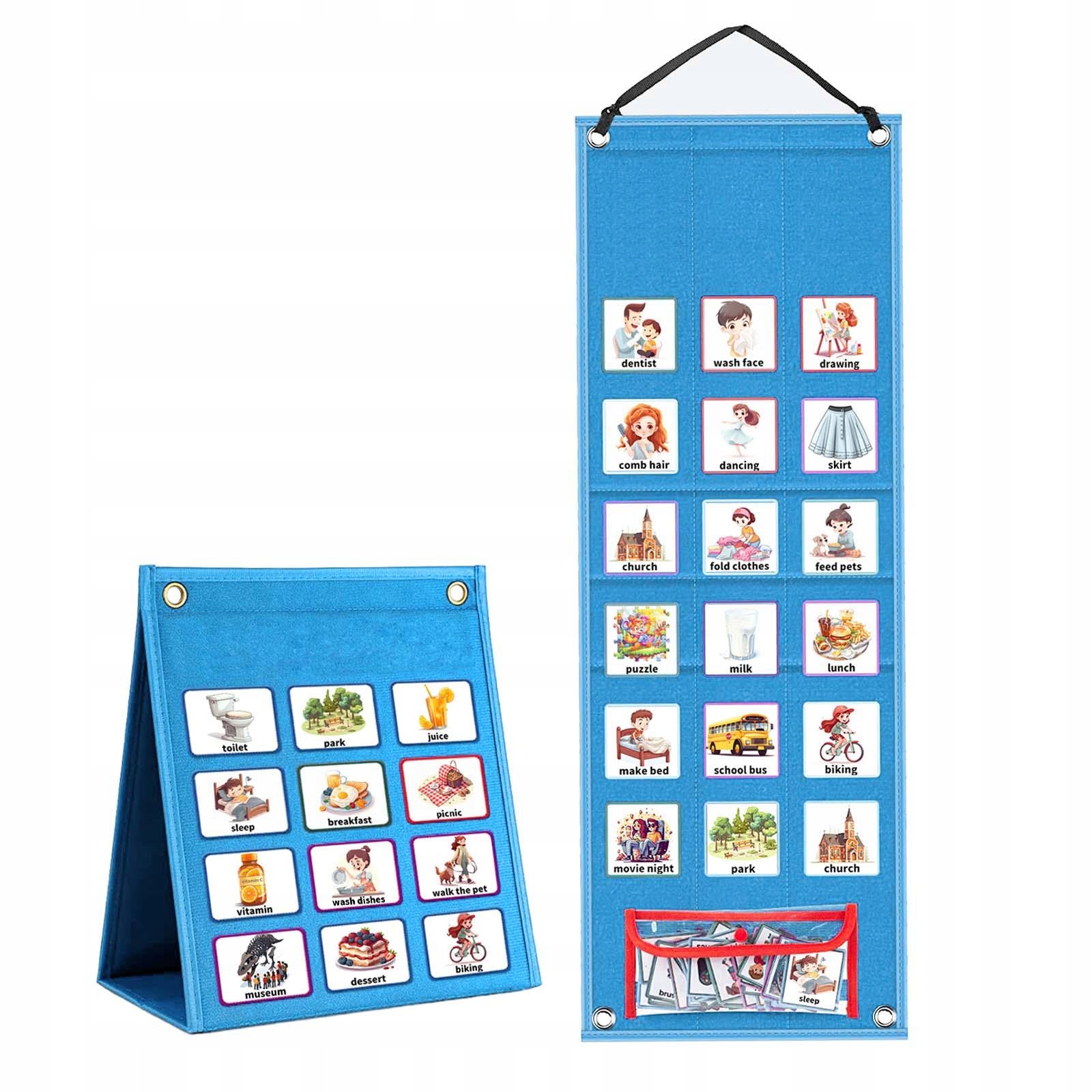 Kids Visual Schedule Behavioral Tool Chore Reward Chart Bedtime Blue ...