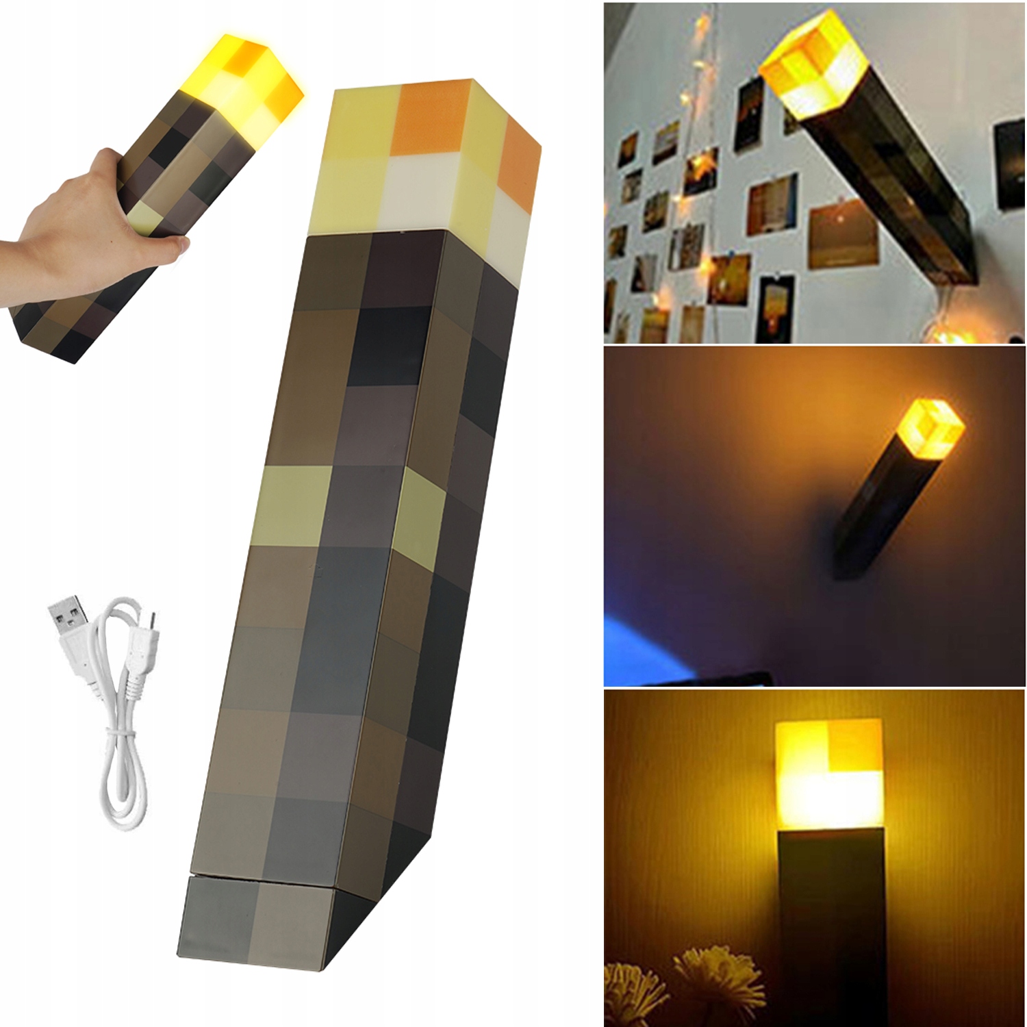 LAMPKA POCHODNIA MINECRAFT, LATARKA DO GRY, LAMPA NOCNA LED ...