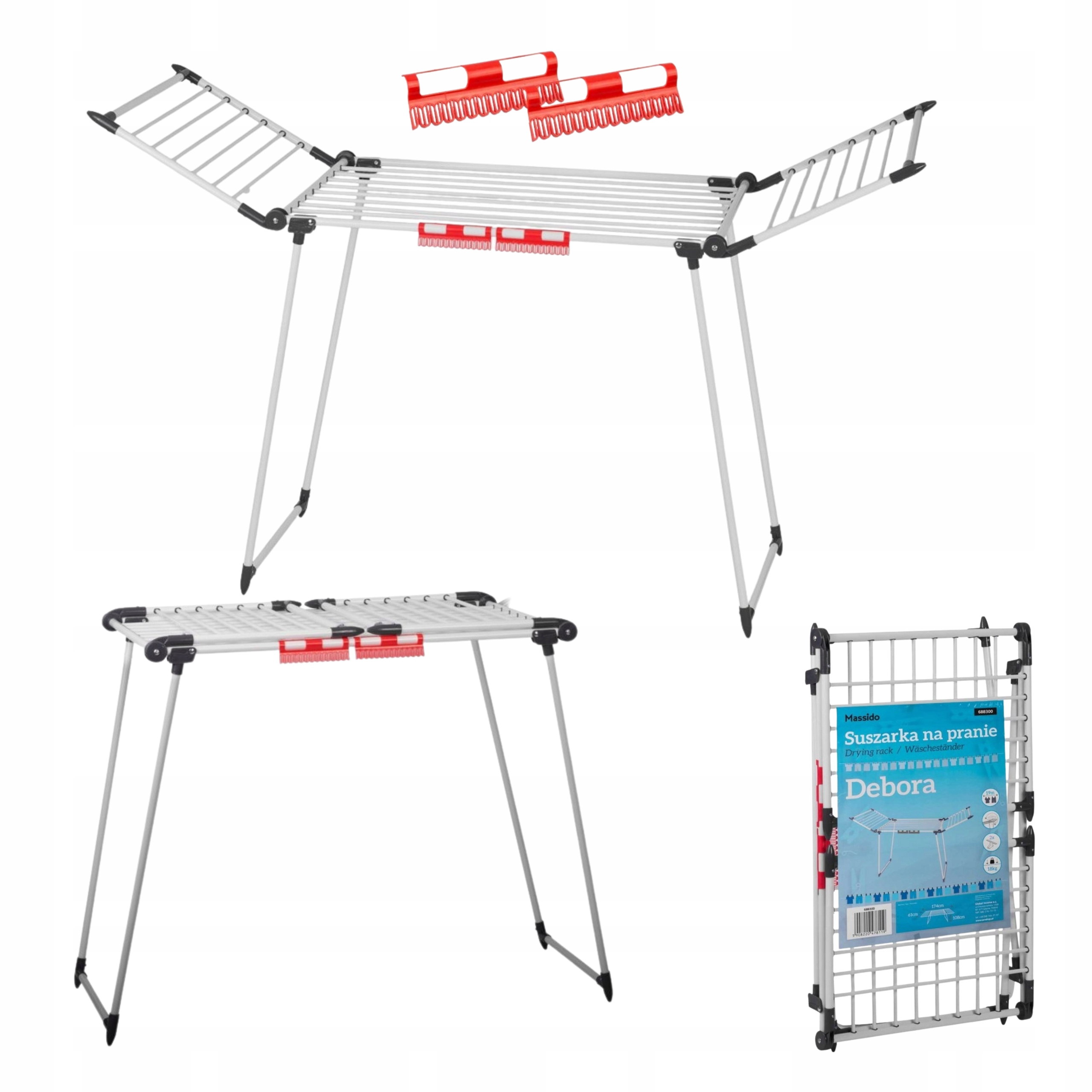 SUSZARKA NA PRANIE UCHWYTY NA BIELIZNĘ STOJĄCA ROZKŁADANA 19MB NA ...