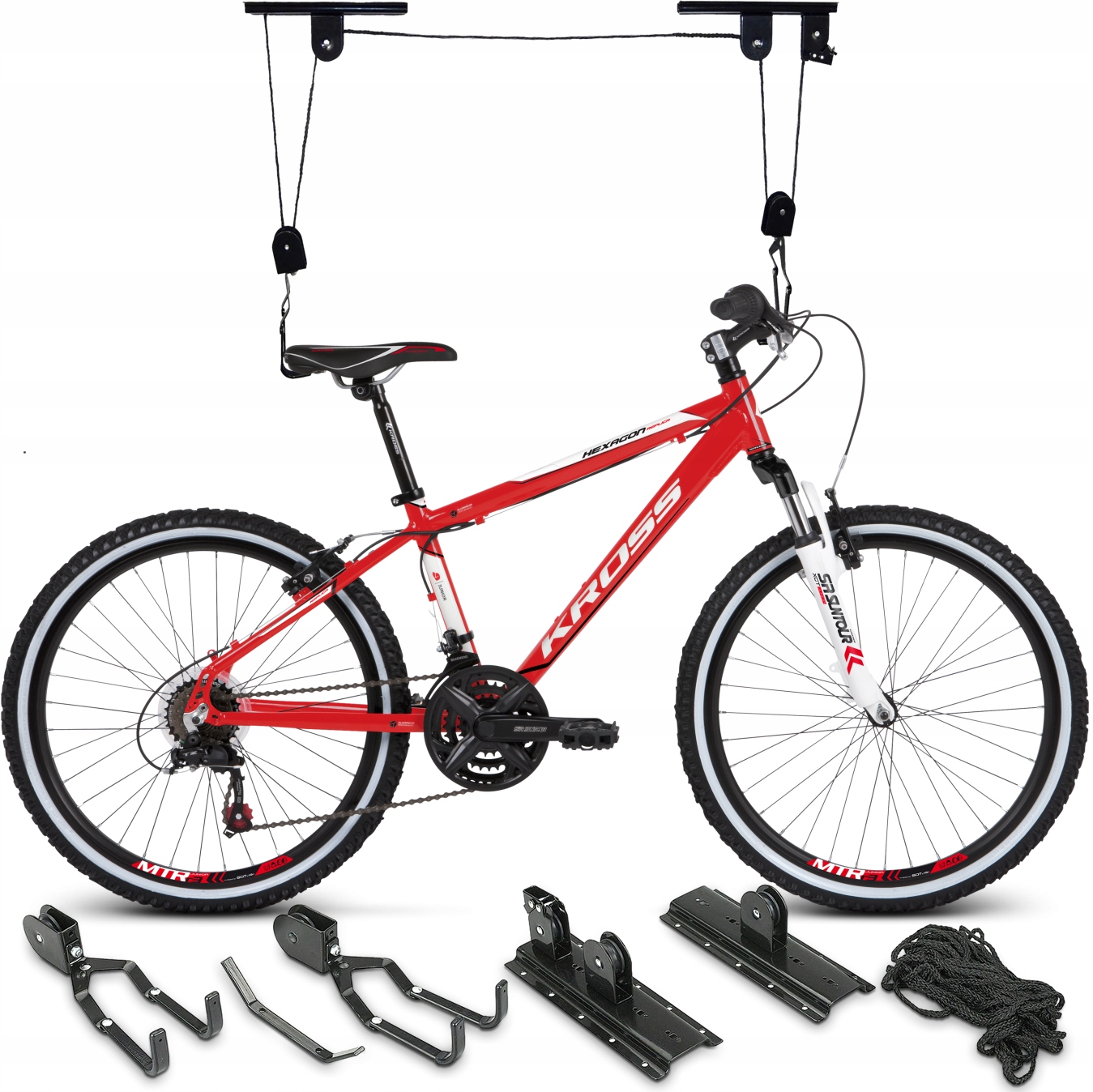 WINDA WIESZAK ROWEROWY DO SUFITU MOCOWANIE HAK UCHWYT DO ROWERU LINA ...