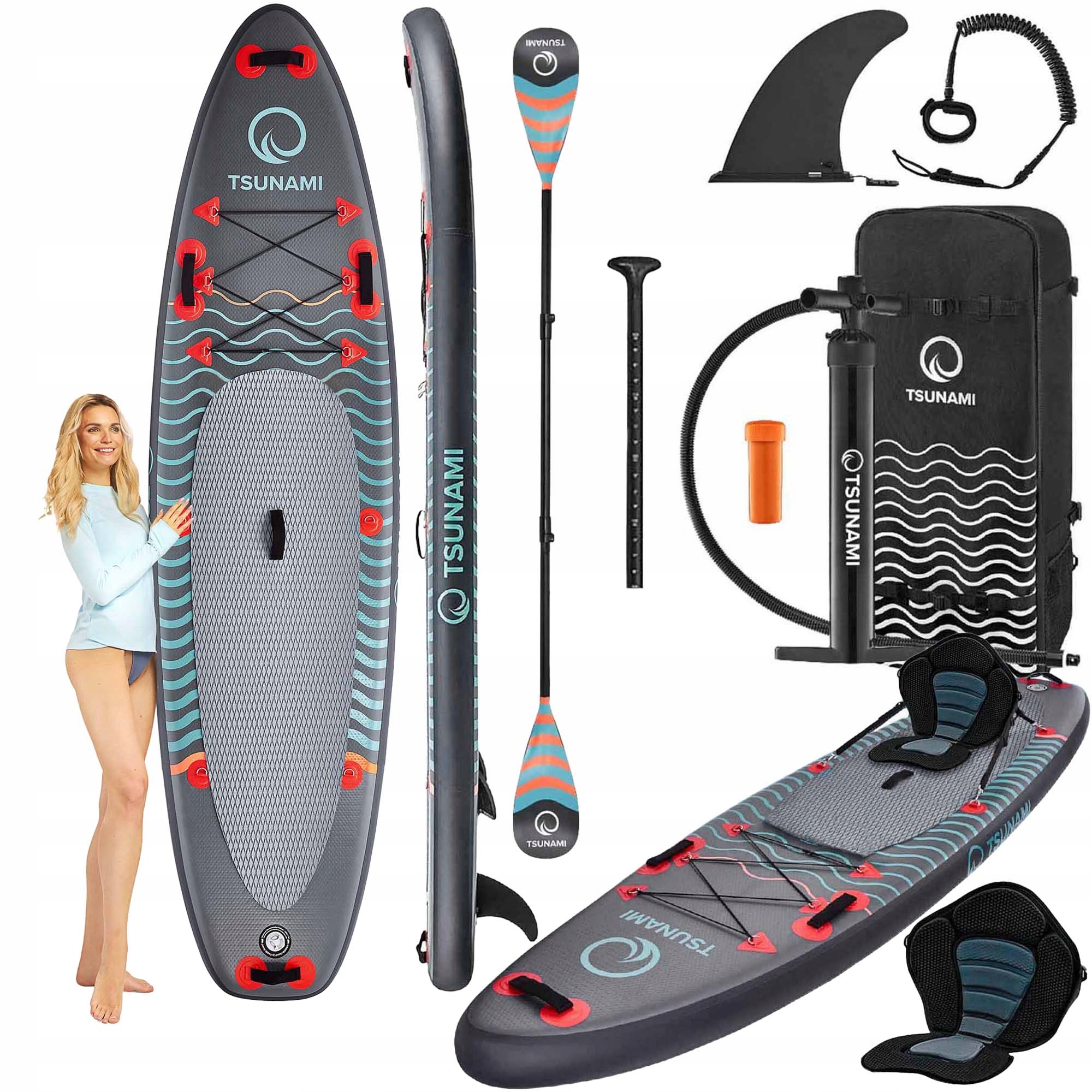Deski SUP Tsunami Wave 350 cm Krzesło Wiosło komplet - 5907739314222 ...