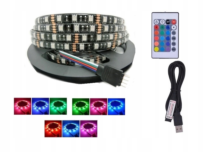 TASMA LED RGB 5V USB TV 1M 60 L IP65 PILOT (5905309241978) • Cena, Opinie • Taśmy LED ...