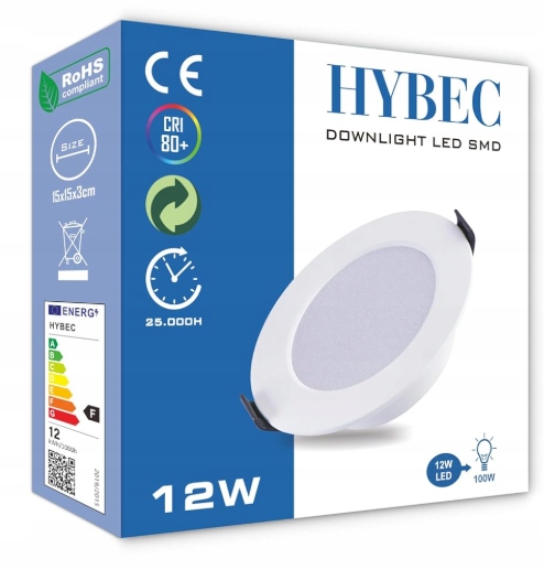 HYBEC – ultrapłaski reflektor wpuszczany LED, reflektory sufitowe, 12 W ...