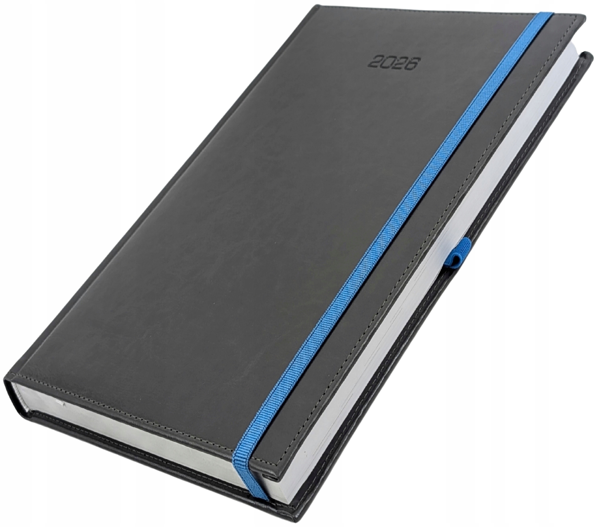 Kalendarz A4 DZIENNY 2026 terminarz każdy dzień osobno SZARY z GUMKĄ ...