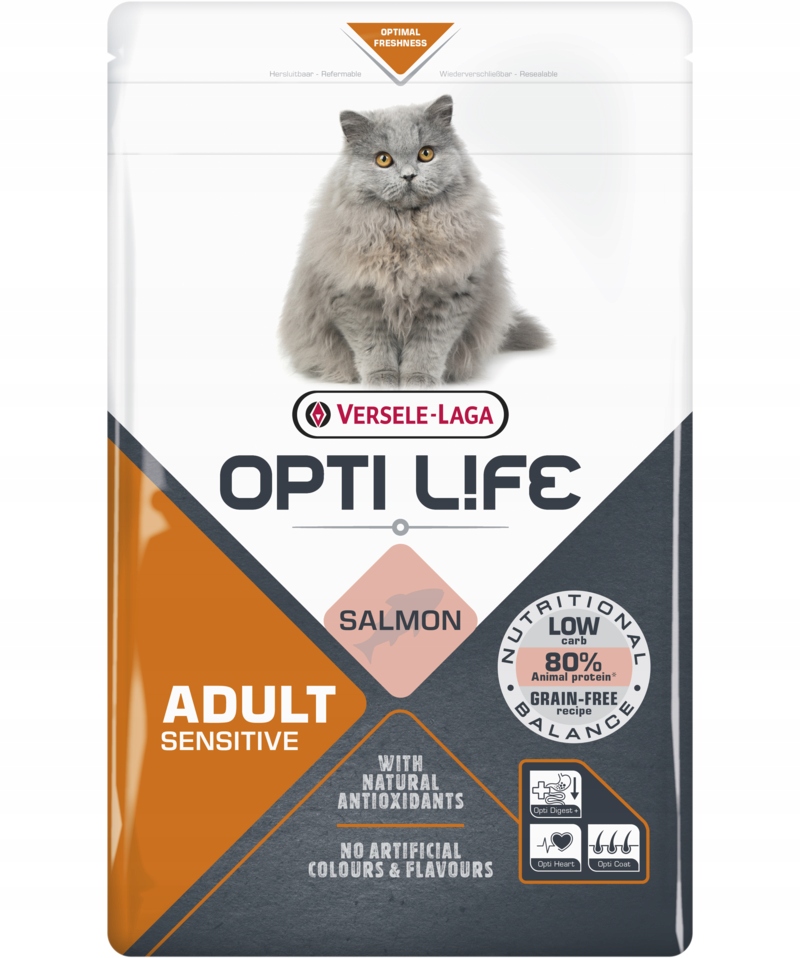 Opti Life Cat Adult Sensitive Salmon karma kot 1kg (5410340413180) • Cena, Opinie • Sucha karma ...
