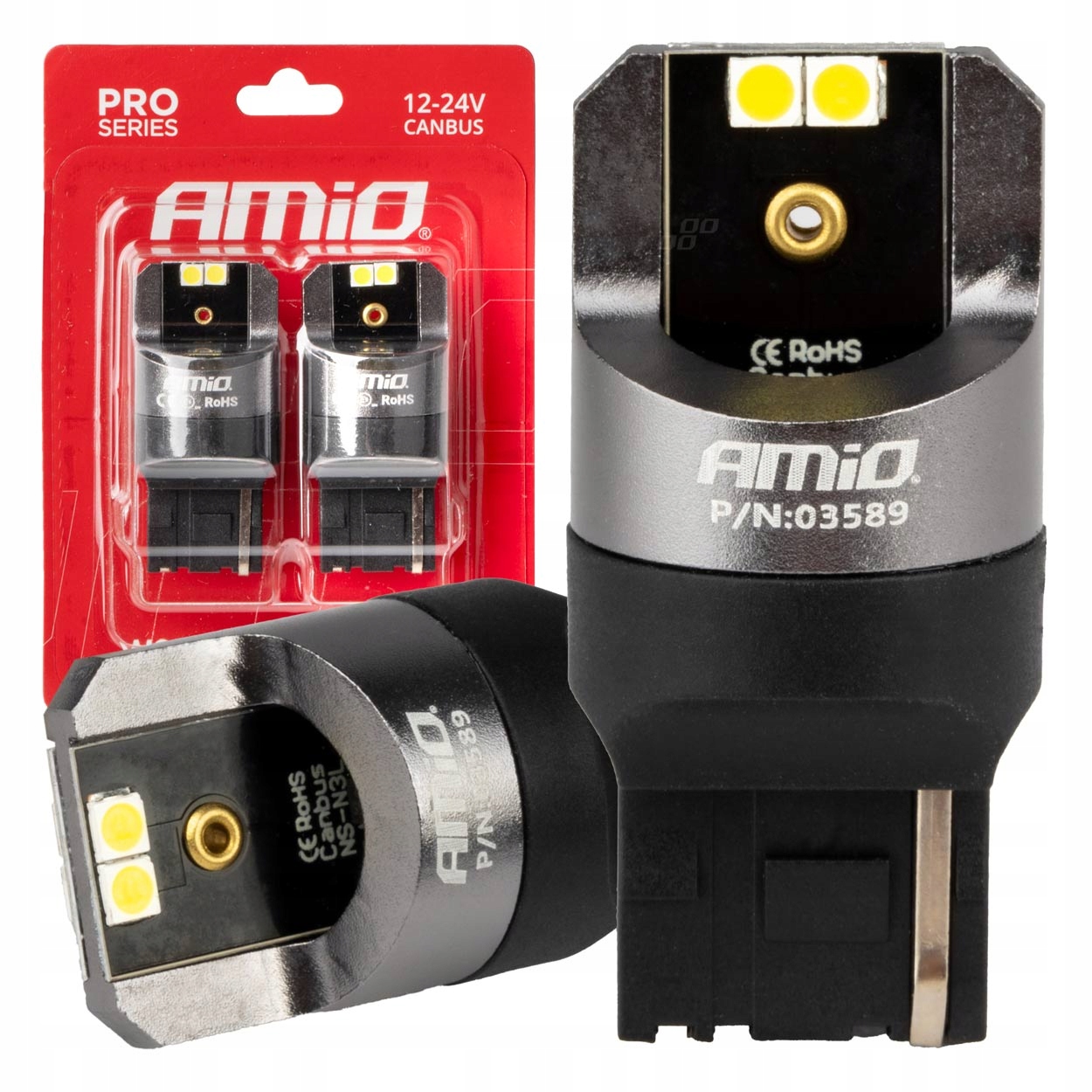 Żarówki LED CANBUS PRO series 7440 W21W 4x3030 SMD White 12V 24V AMIO ... Żarówki LED CANBUS PRO series 7440 W21W 4x3030 SMD White 12V 24V AMIO ...