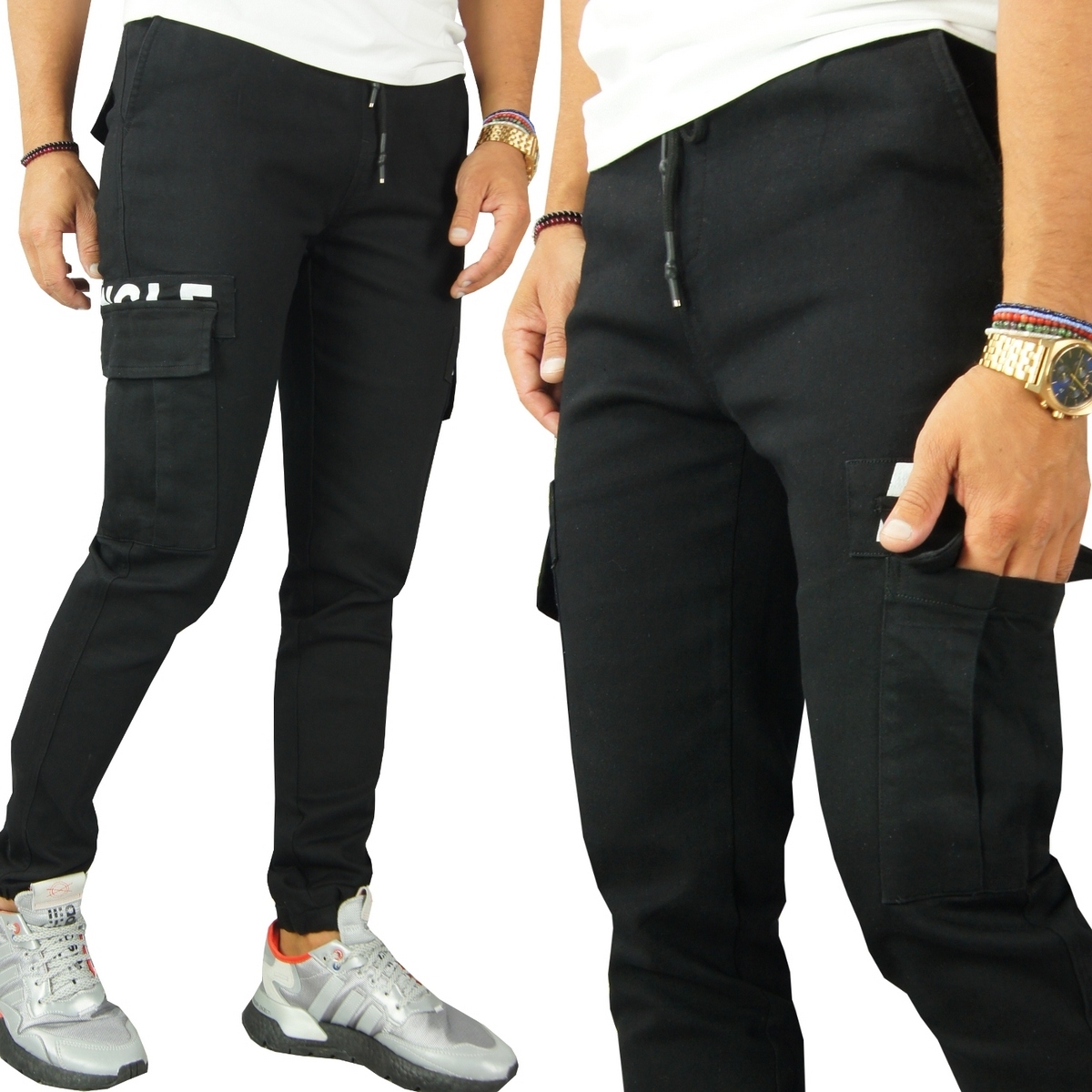 BOJÓWKI SPODNIE JOGGERY Męskie CZARNE jeans ANG, L • Cena, Opinie ...